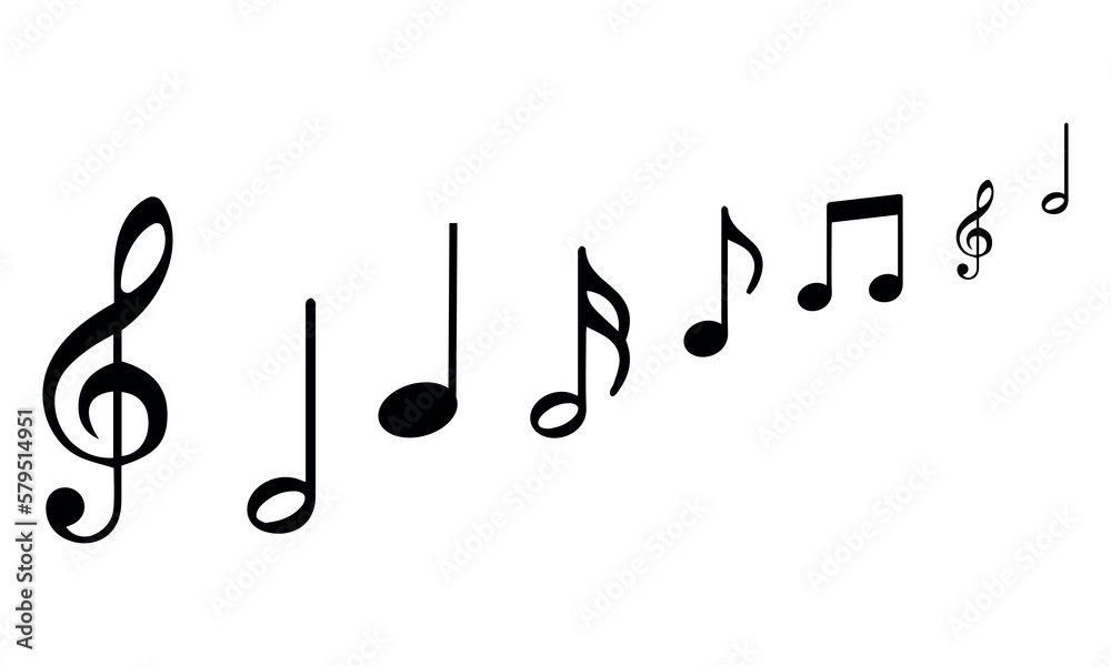 black notes symbol background, black musical note icon, musical note ...