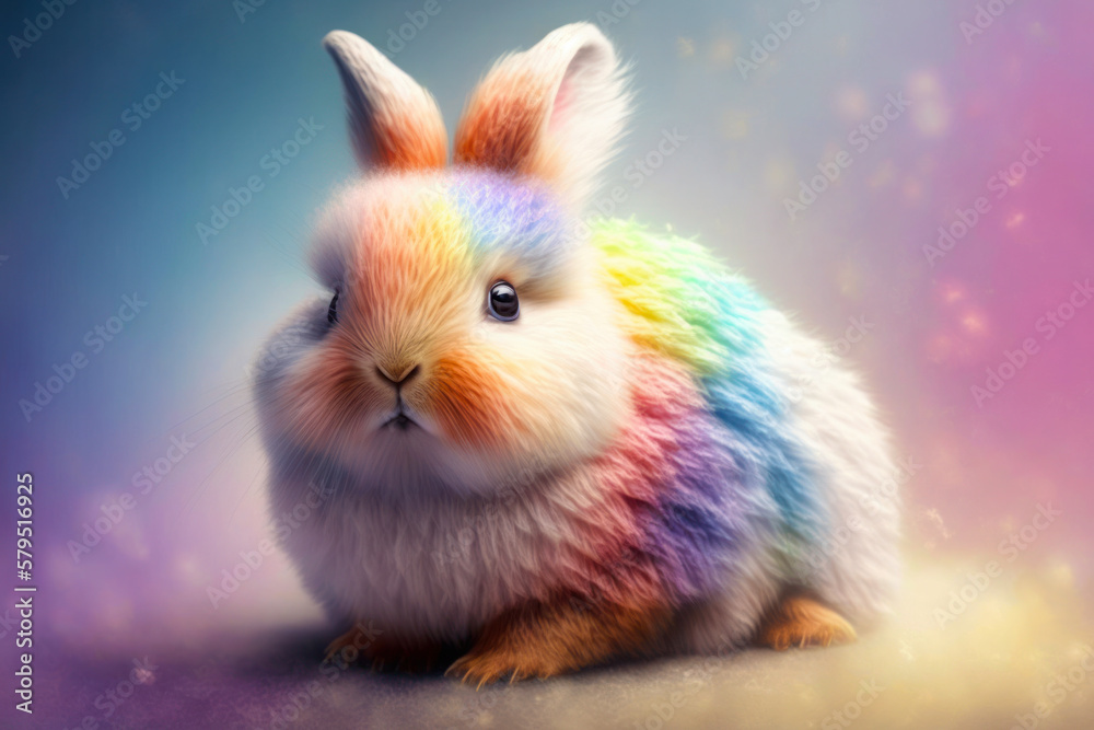 LGTB Osterhase mit Regenbogen Fell auf bunten Hintergrund, Generative ...