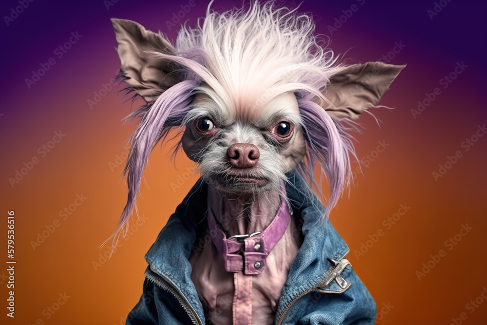 Studio portrait of a very angry furious dog who is dressed in human clothes, concept of Emotion ...