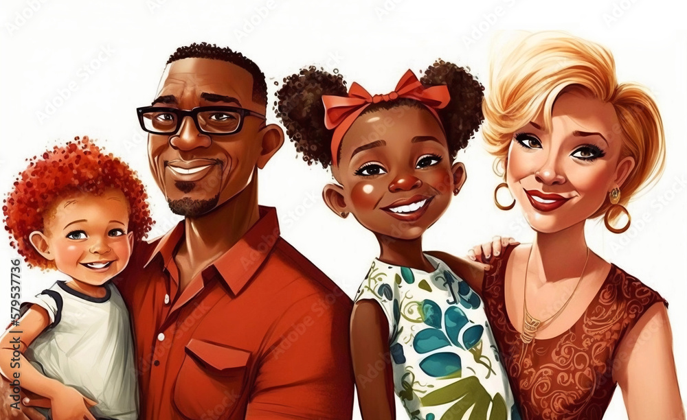 Multicultural family. Diverse family. Fathers and sons. Mother, father ...