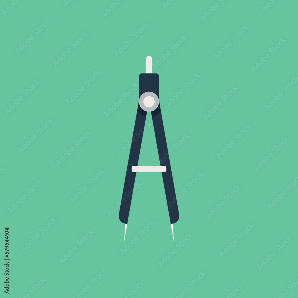 Vector illustration of compass icon, science, math, geometry ...