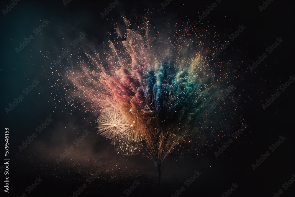 Celebration concept - abstract neon fireworks in nothingness, sparkle ...