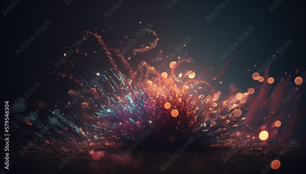 Celebration concept - abstract neon fireworks in nothingness, sparkle ...
