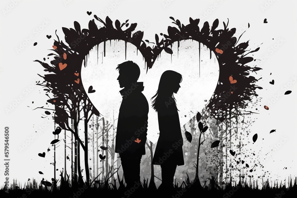 First love feelings. Teenager couple standing together, concept of ...