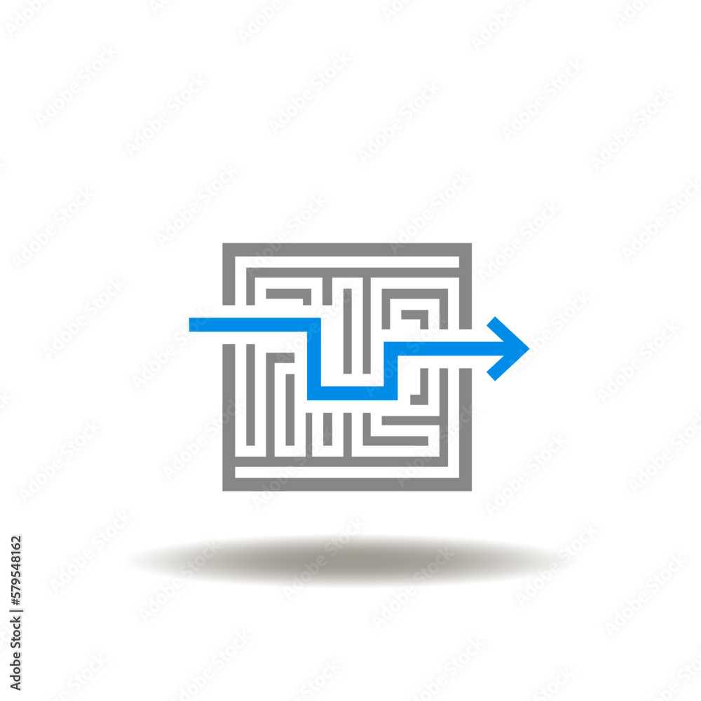 Vettoriale Stock Vector illustration of labyrinth conundrum with arrow ...
