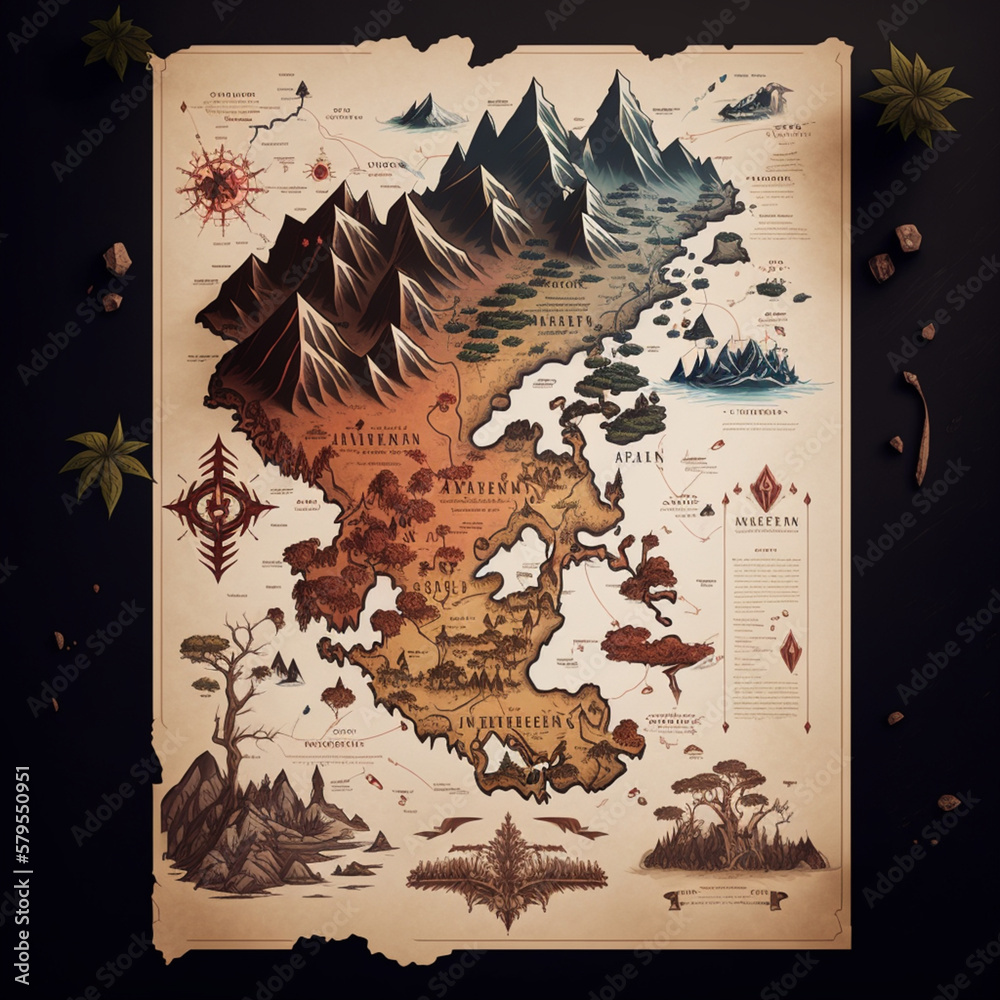 Elemental map, Mountain map, forest, bump map, generative AI Stock ...