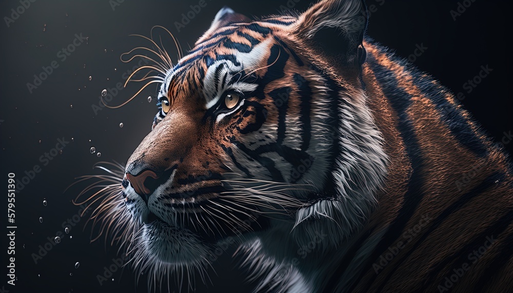 Tiger macro close up in the wildlife in 8K created with generative ai ...