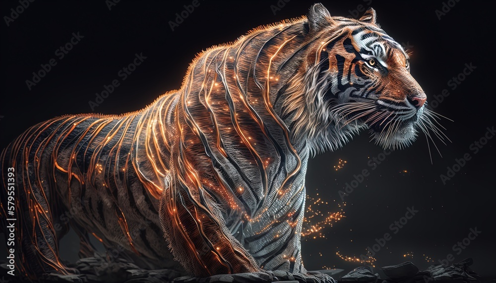 Tiger macro close up in the wildlife in 8K created with generative ai ...