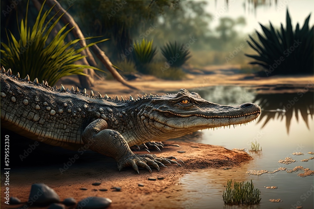 Crocodile macro close up in the wildlife in 8K created with generative ...