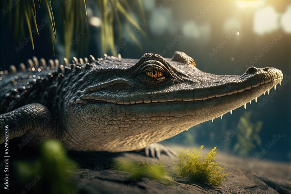 Crocodile macro close up in the wildlife in 8K created with generative ...