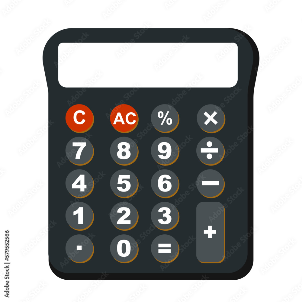 Electronic calculator zero number to Nine digits. Basic calculator icon ...