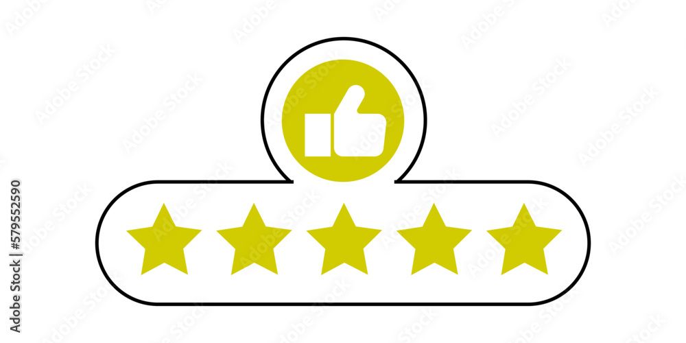 Five Star Rating with thumbs up icon. Rating stars badges customer ...