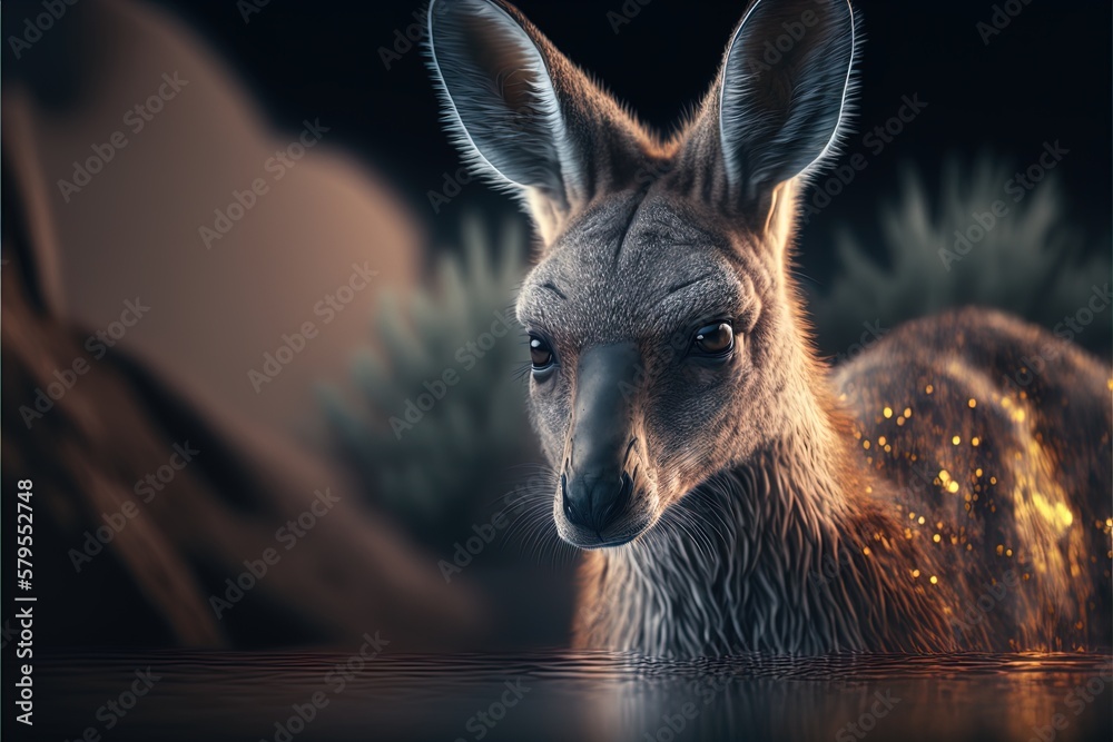 Kangaroo macro close up in the wildlife in 8K created with generative ...