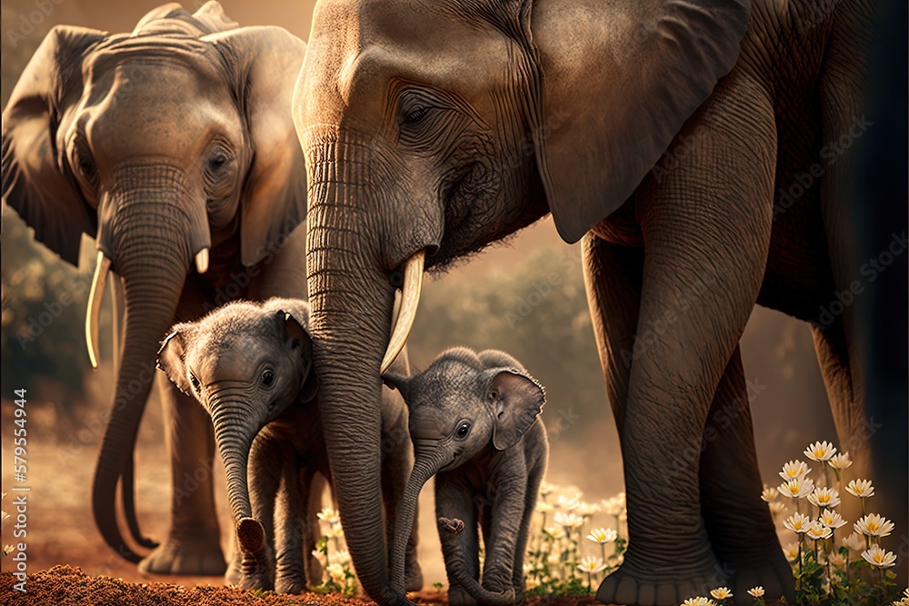 ภาพประกอบสต็อก Elephant mother love - the loving relationship between ...