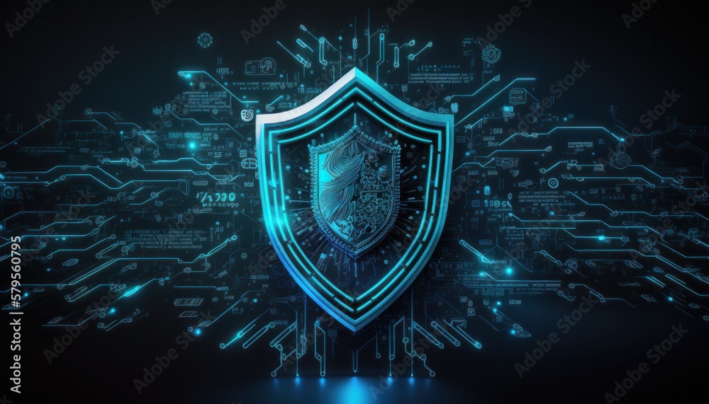 Computer cybersecurity shield lock technology background concept ...