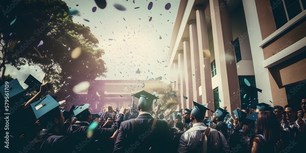 graduation celebration ceremony, generative ai Stock Illustration ...