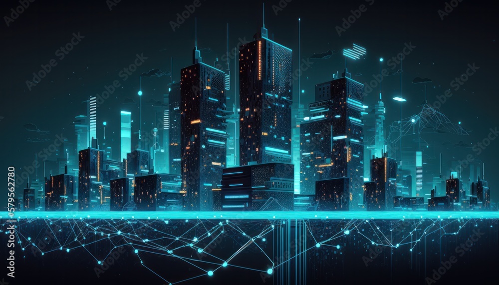 Abstract futuristic cityspace technology connect background concept ...