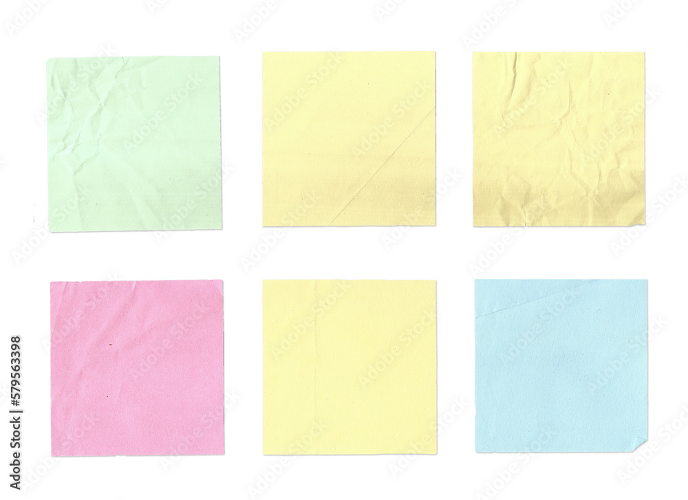 Real post it notes isolated on transparent background. Colored sticky ...