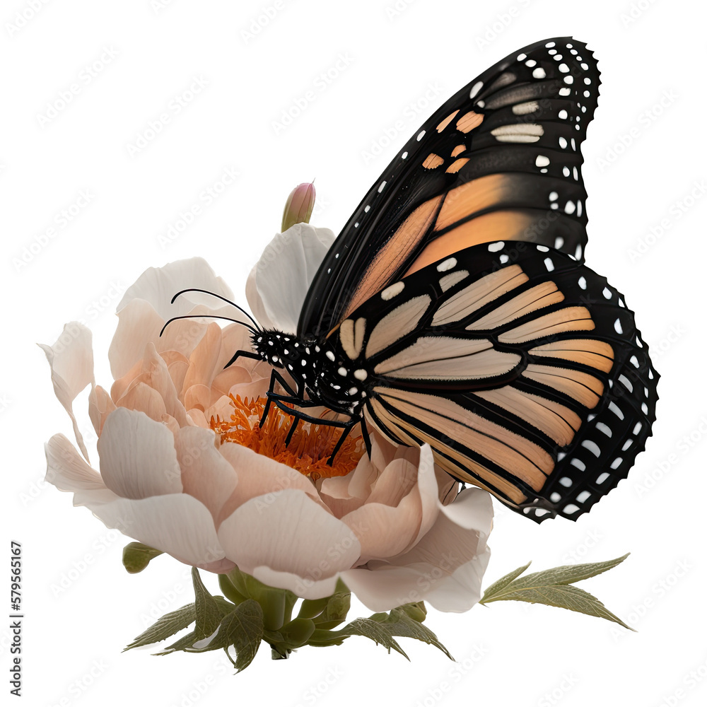 isolated deep orange swallowtail butterfly on flowers, macro, png ...