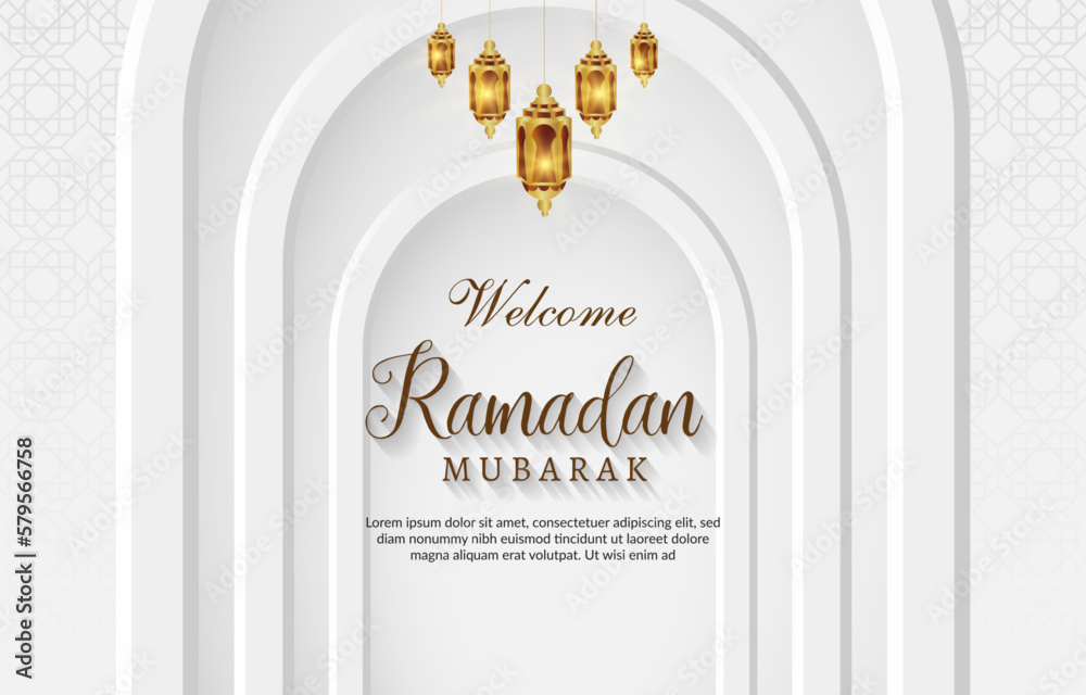 welcome ramadan mubarak with abstract gradient white background design ...