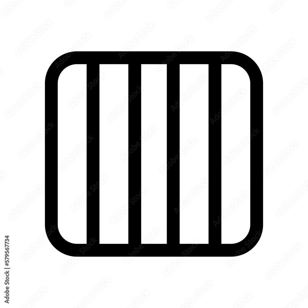 Editable vector column view icon. Black, line style, transparent white ...