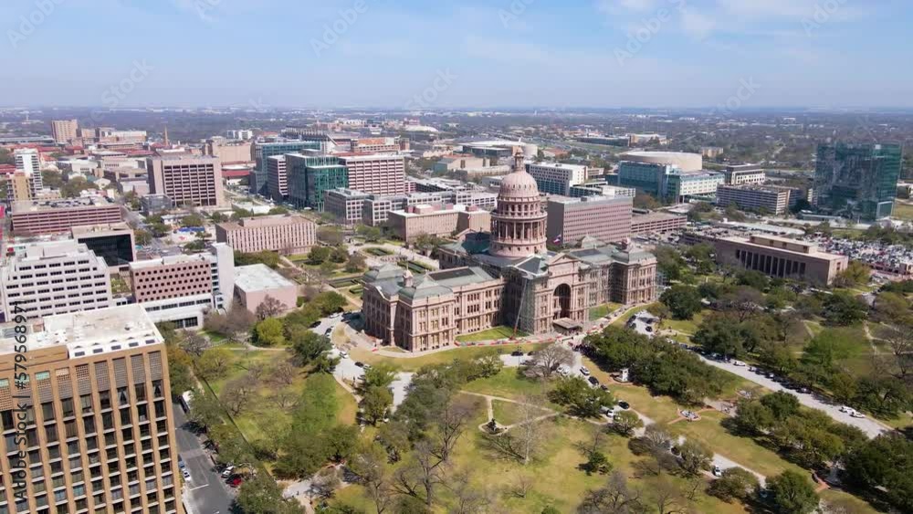 An impressive bird's eye view of the Texas State Capitol building, a ...