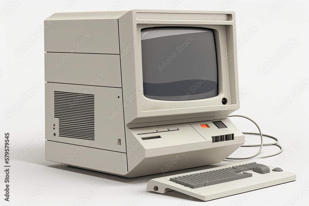 retro original computer setup on white backdrop created with Generative ...