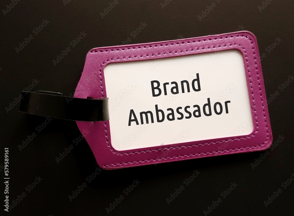 Purple ID card holder with text BRAND AMBASSADOR, refer to person ...