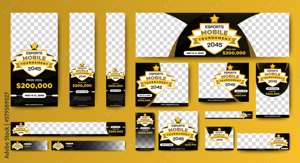 Esports Tournament Banner templates with standard size and place for ...