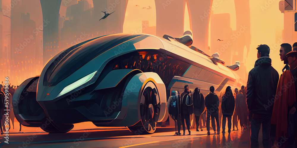Car of the Future - Digital Illustration - Generated by Artificial ...