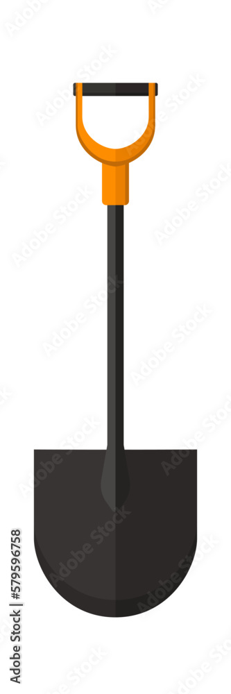Shovel Round corner hand shovel vector illustration , A black colored ...