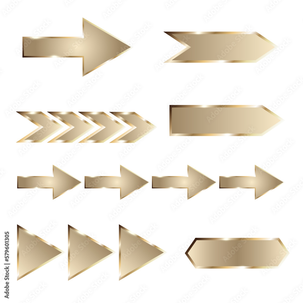 Pointers of various shapes with a shiny gold and bronze frame. The set ...