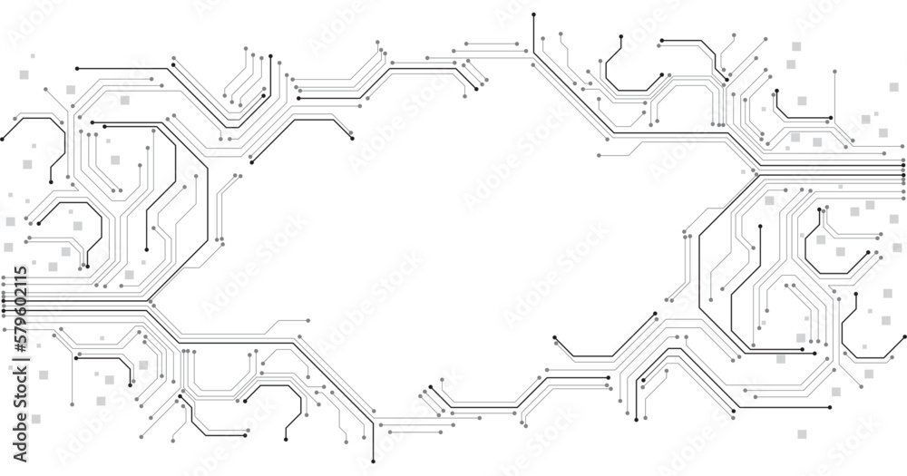 Technology black circuit diagram on white background.High-tech circuit ...