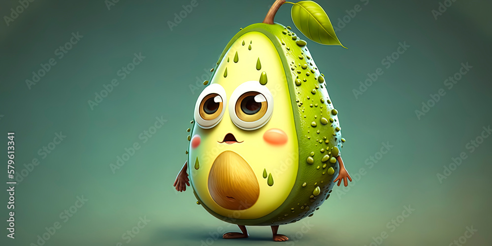 Adorable Avocado Animated Character Stock Illustration | Adobe Stock