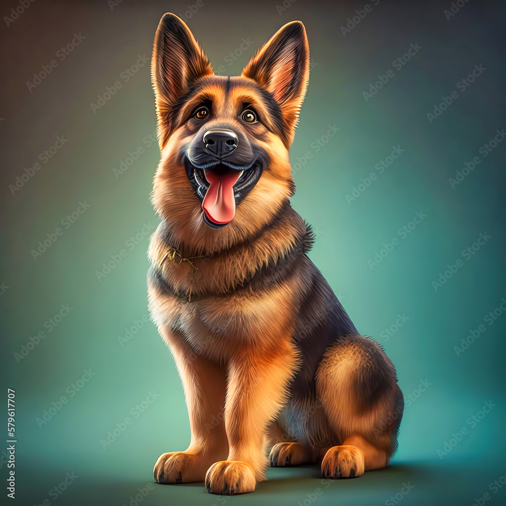 Very cute German Shepherd with full body pose and big eyes. Generative ...