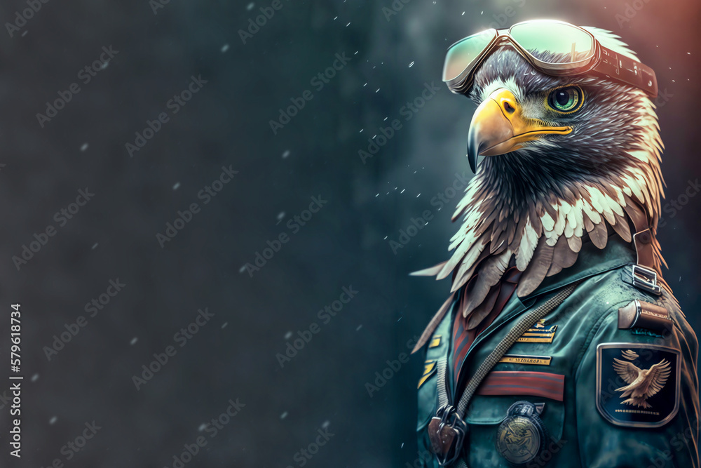 Soaring with style, this anthropomorphic eagle is dressed in a pilot ...
