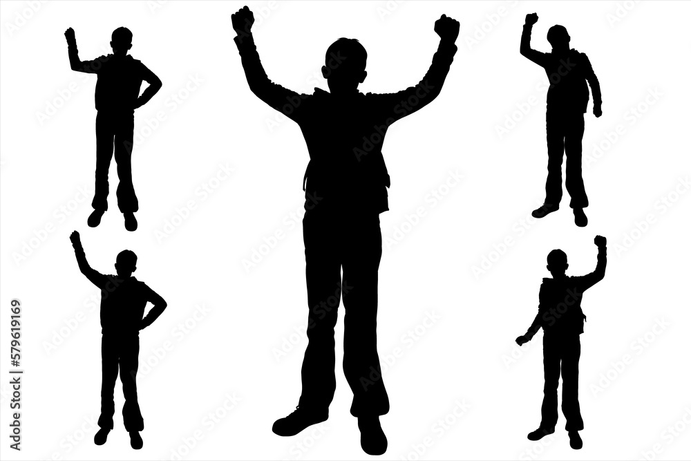 The guy raises his hand, hands up. Fight. Hit. Fighter. The teenager ...