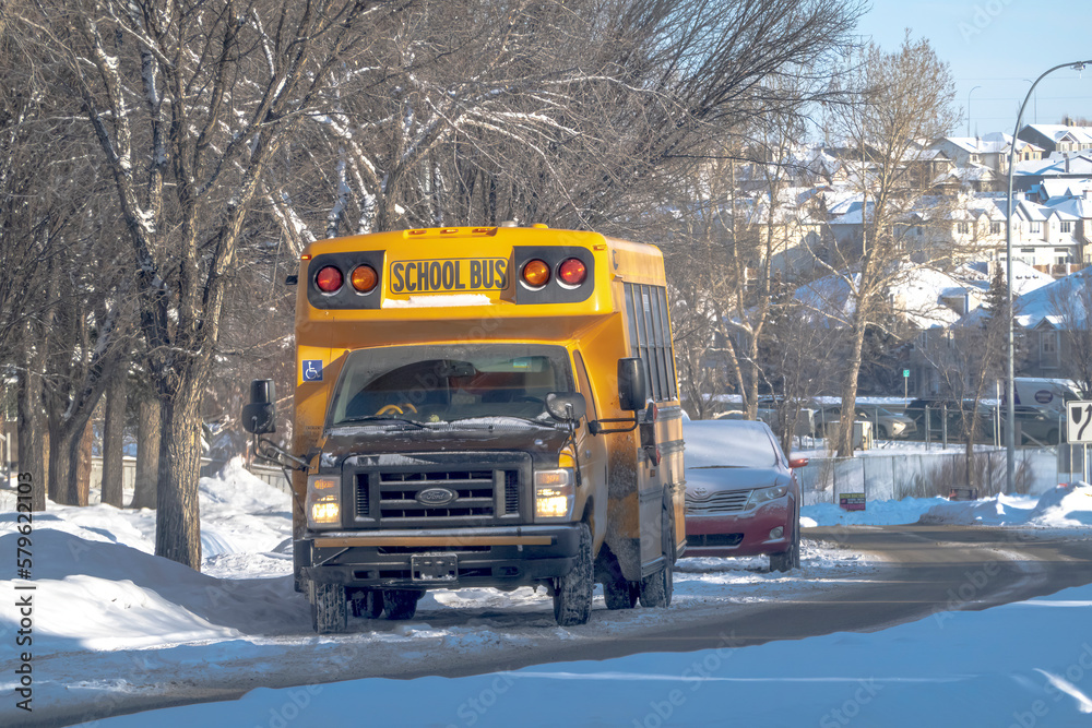Calgary, Alberta, Canada. Mar 9, 2023. A small school bus during the ...