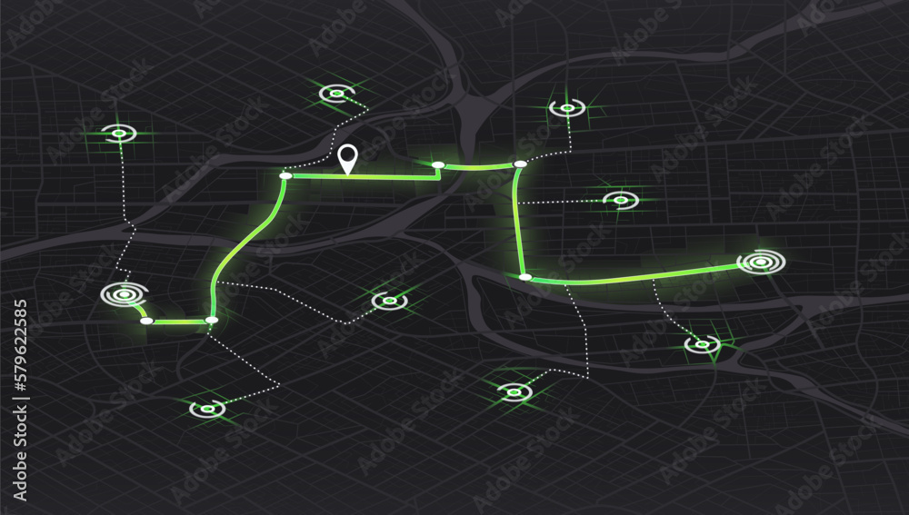 Pick up taxi. Gps map navigation to own house. Detailed view of city ...