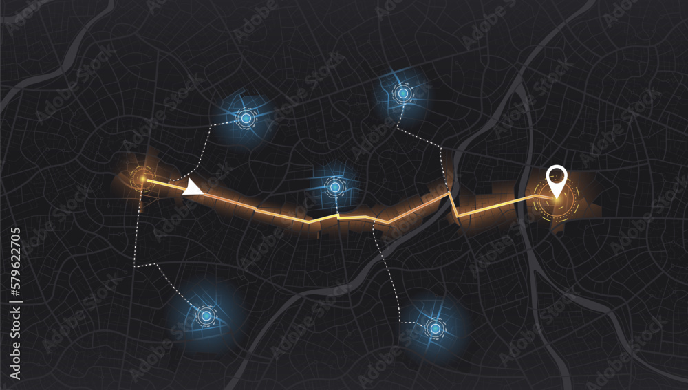 Pick up taxi. Gps map navigation to own house. Detailed view of city ...