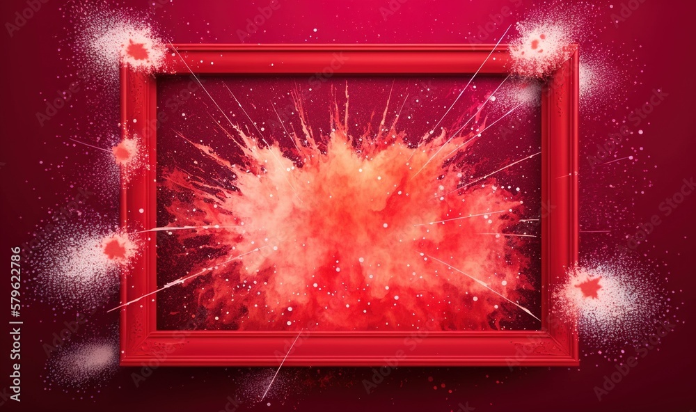 a red picture frame with a red background and a red background with a ...