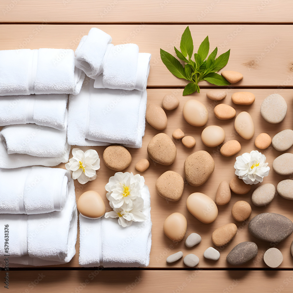 Spa set for relaxing and meditation. Wellness center treatment and ...