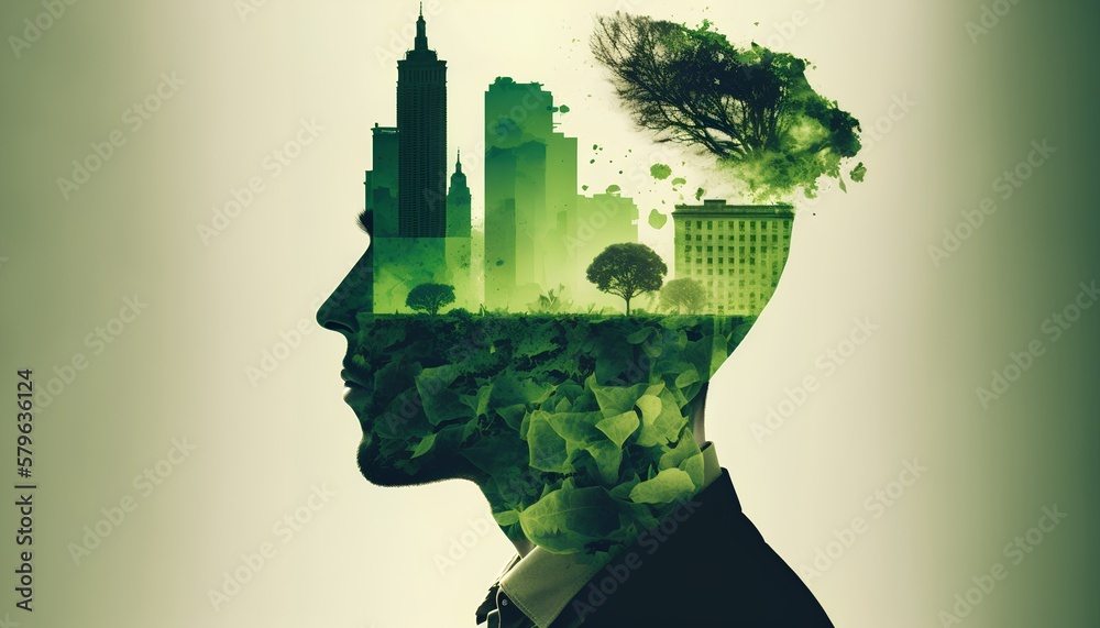 Sustainable environment concept. The image depicts human thinking ...