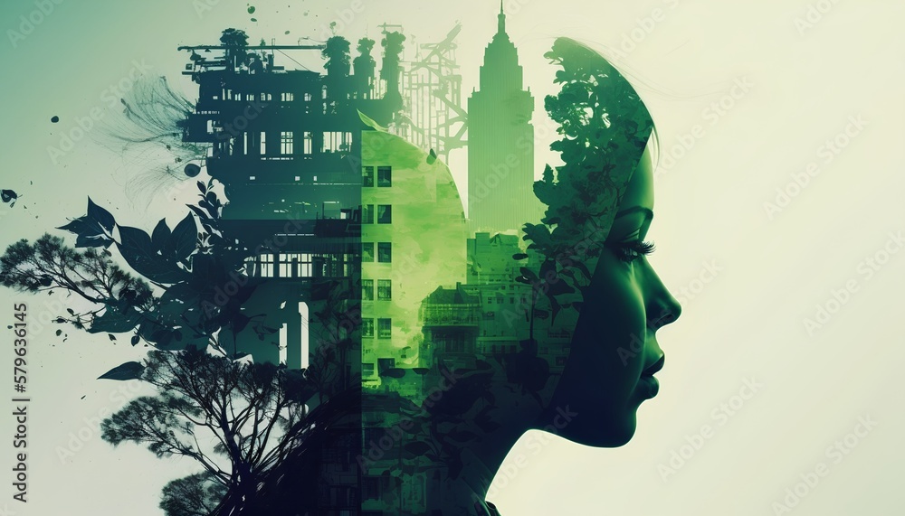 Sustainable environment concept. The image depicts human thinking ...