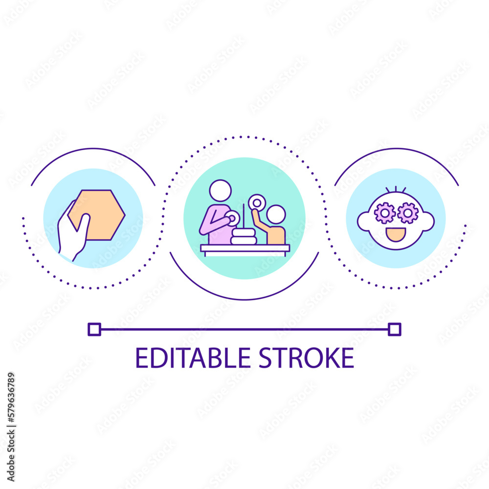 Motor skills development loop concept icon. Child education. Sensory ...