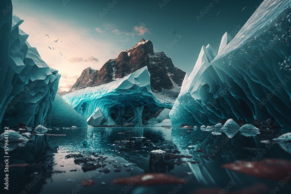 Glacier and Floating Icebergs: An Epic Composition in Unreal Engine 5 ...