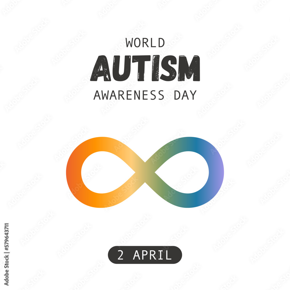 Modern poster for World Autism Awareness Day. Rainbow infinity symbol ...