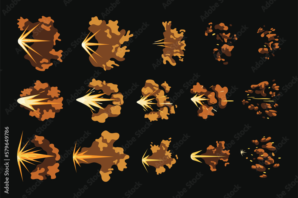Gun flashes or gunshot animation cartoon flash concept without people ...