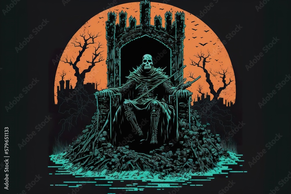 A dead king on the throne. cartoon flat illustration Ai Generate Stock ...