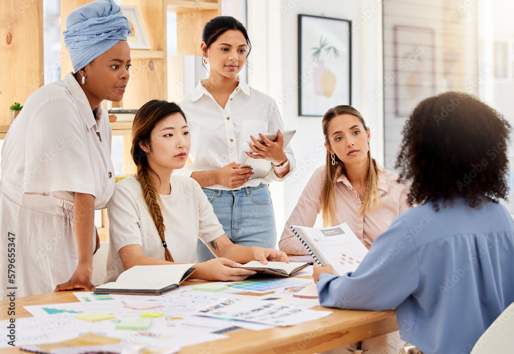 Leadership, collaboration and teamwork with business woman in ...